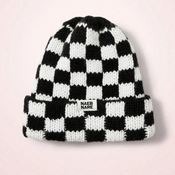 Accessories | Womens Knit Black And White Checkered Hat | Poshmark
